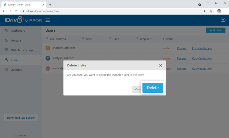 IDrive® Mirror - FAQs on user management