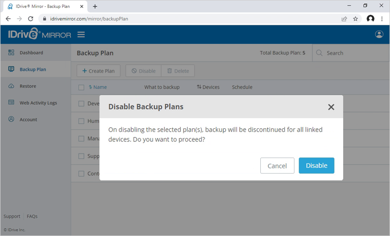 IDrive® Mirror - FAQs on Backup via web