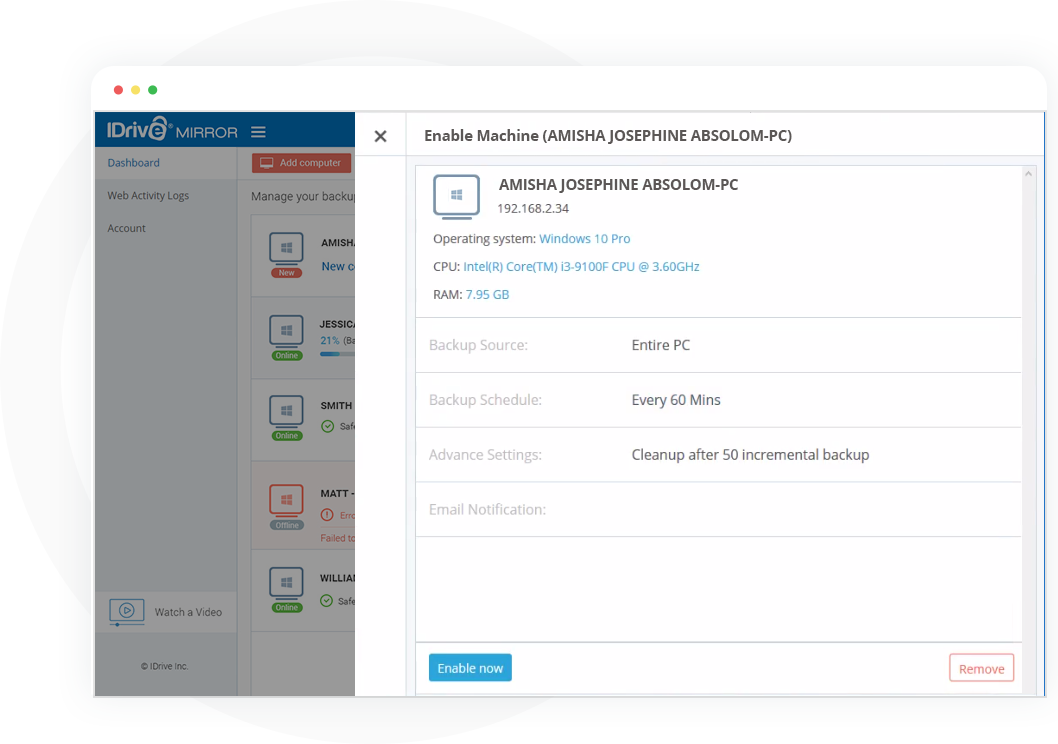 IDrive® Mirror: Full image backup to cloud with BMR