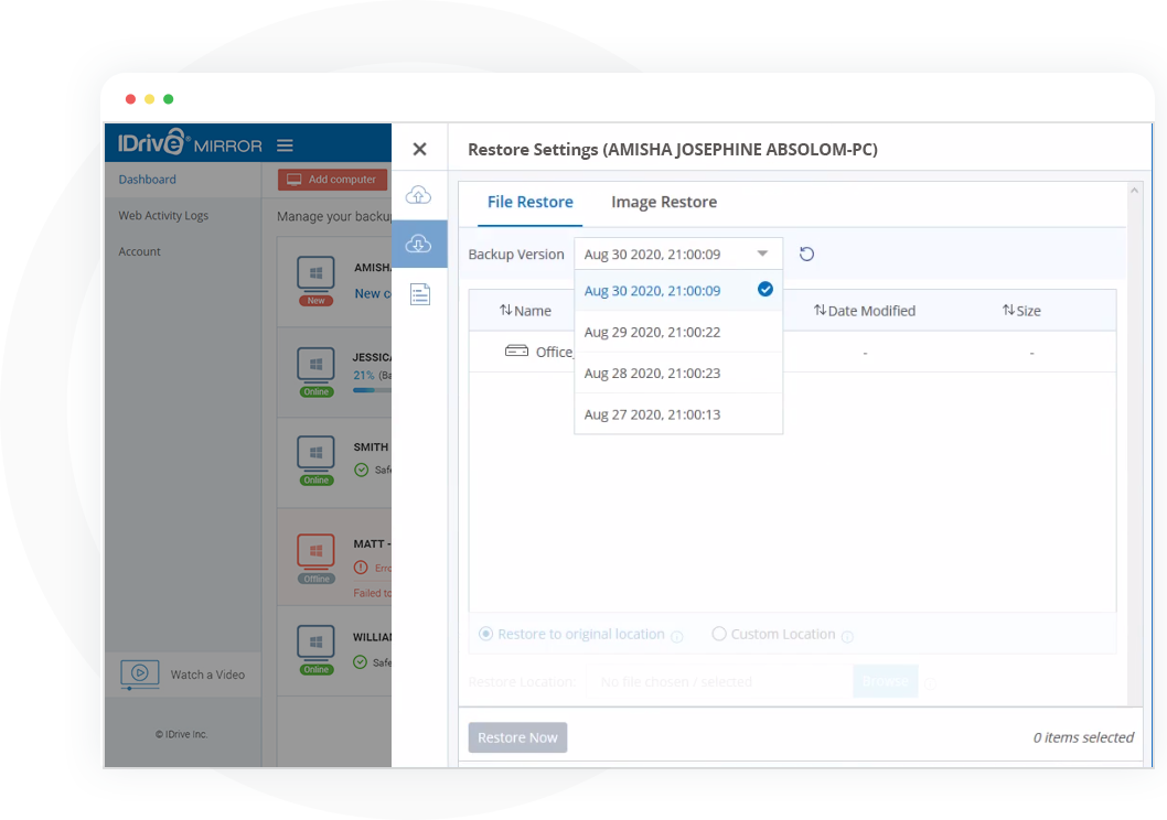 IDrive® Mirror: Full image backup to cloud with BMR
